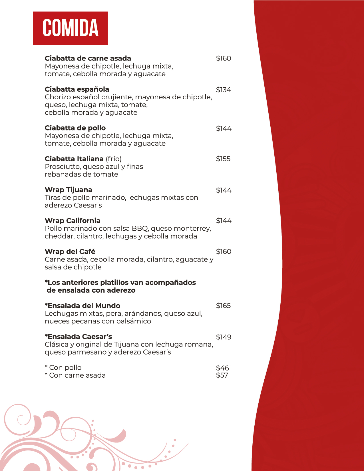 nuestro menu – Café del Mundo